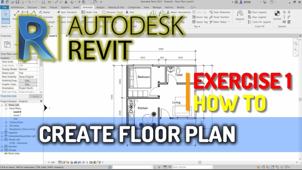 Autodesk Revit Exercise 1 Floor PLan 6.5×5 M – DiamondsRain