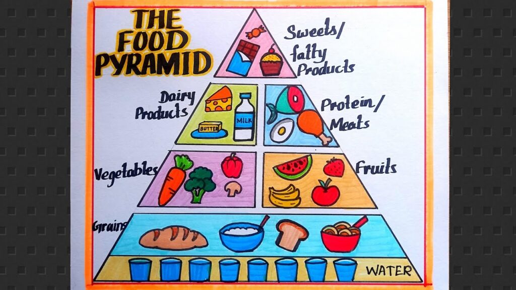 Food Pyramid Drawing / Food Pyramid Nutrition Drawing/Food Pyramid ...